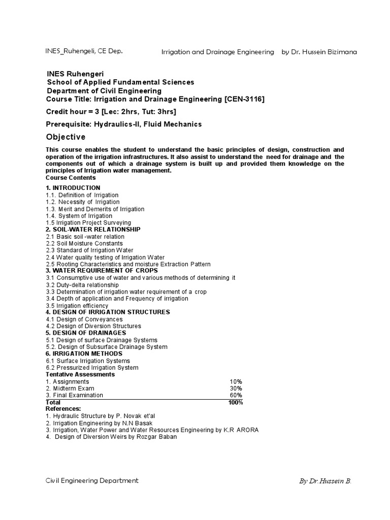 Irrigation & Drainage Engineering Module's Handout | PDF | Soil | Porosity
