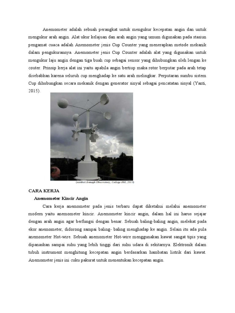 Cara Kerja Dan Cara Pemakaian Anemometer | PDF