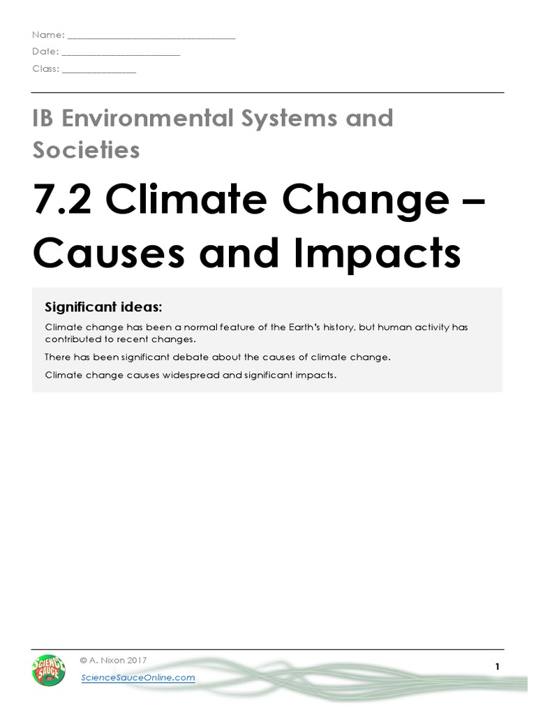 7.2 Climate Change - Causes and Impacts: IB Environmental Systems and ...