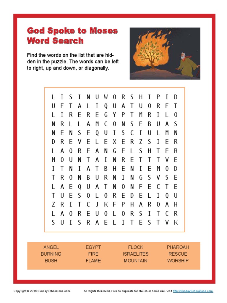 God Spoke To Moses Word Search | PDF | Word Search | Torah