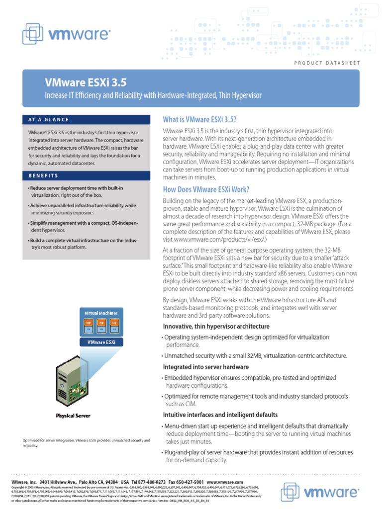 Vmware Esxi 3.5: Increase It Efficiency and Reliability With Hardware ...