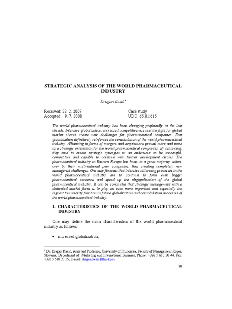Strategic Analysis of The World Pharmaceutical Industry | PDF ...