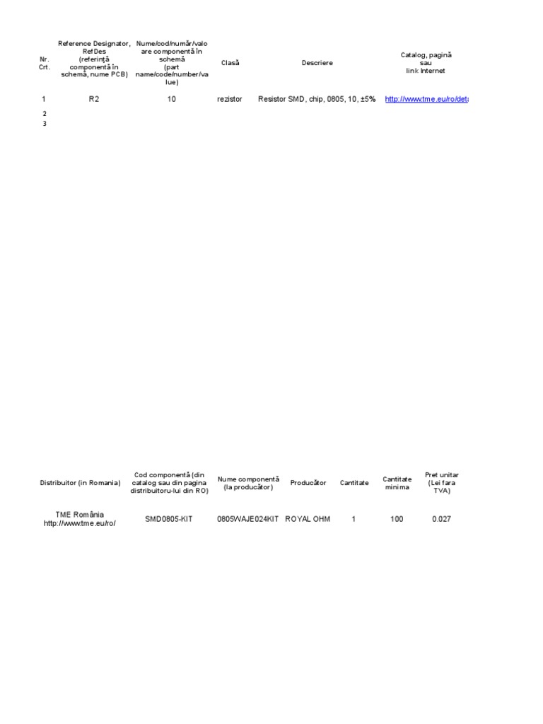 BOM Proiect CCP Exemplu | PDF