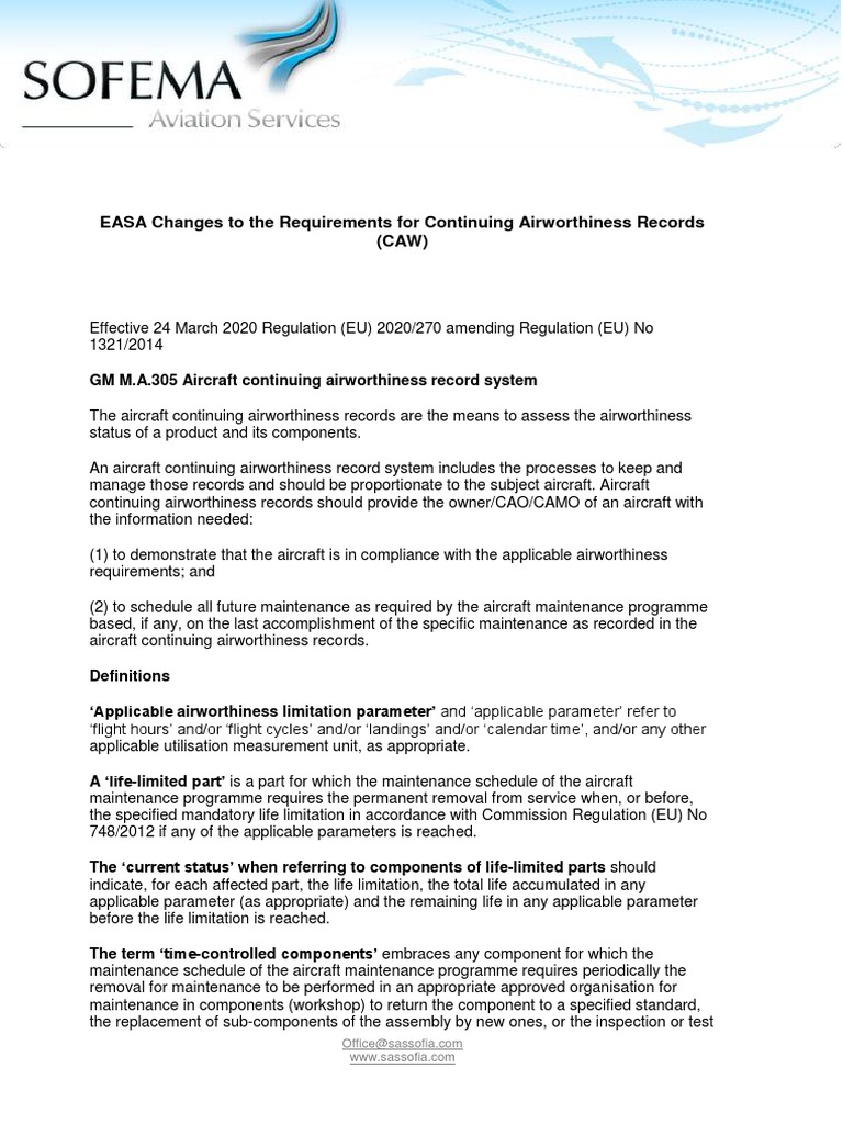 EASA Changes To The Requirements For Continuing Airworthiness Records ...