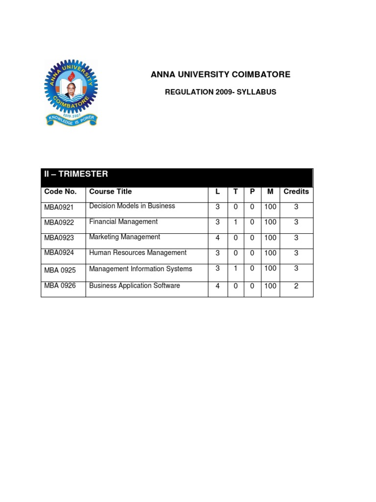 Anna University Coimbatore: Ii - Trimester | PDF | Linear Programming | Marketing