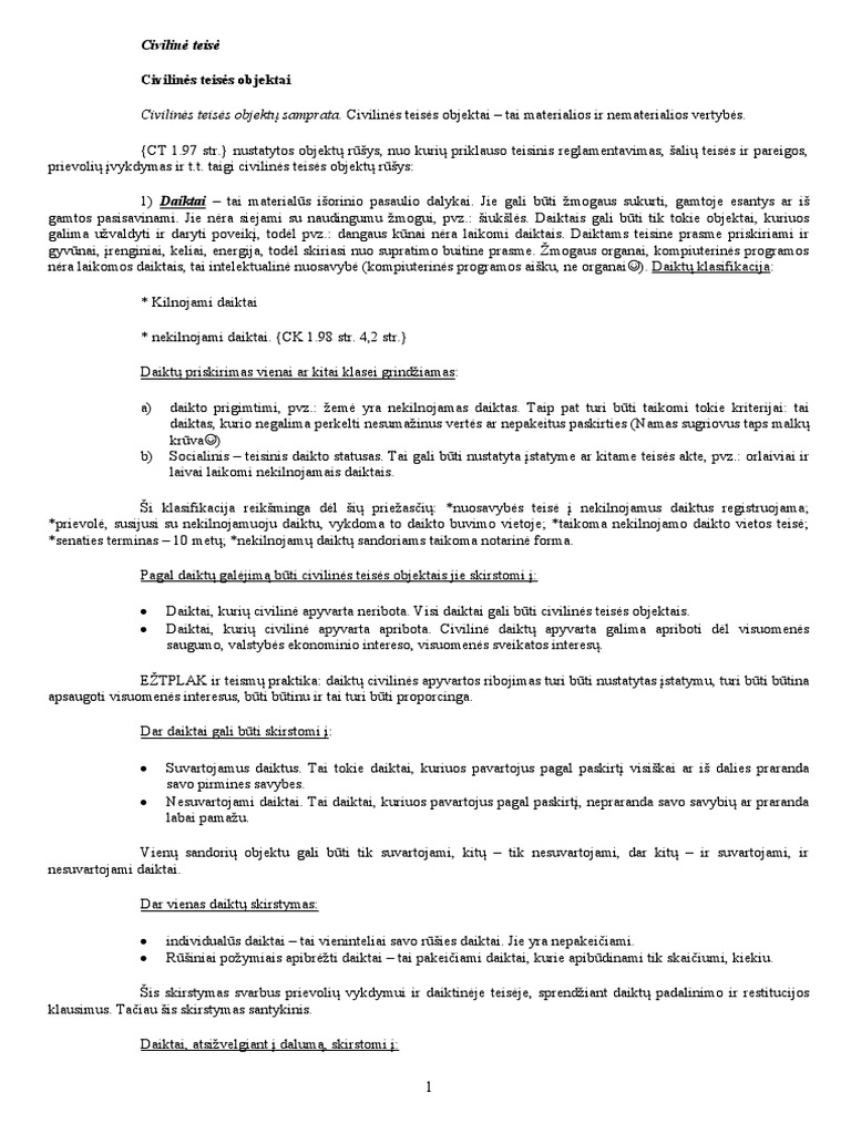 Civilines Teises Objektai | PDF