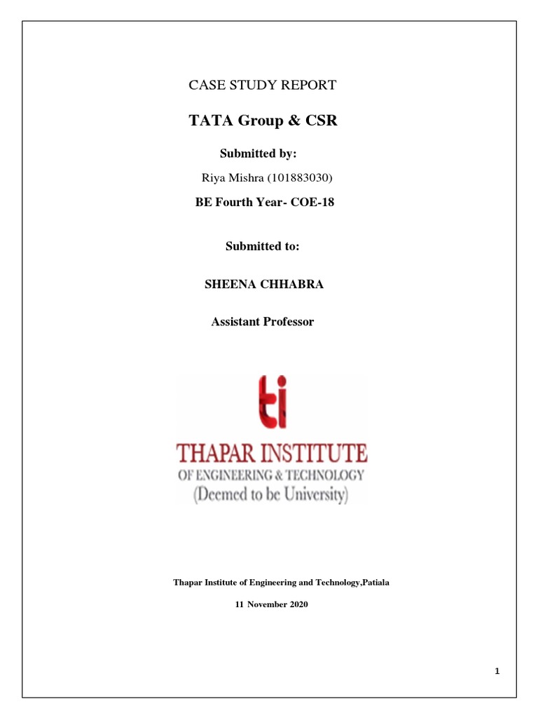 Tata Group & CSR: Case Study Report | PDF | Corporate Social ...