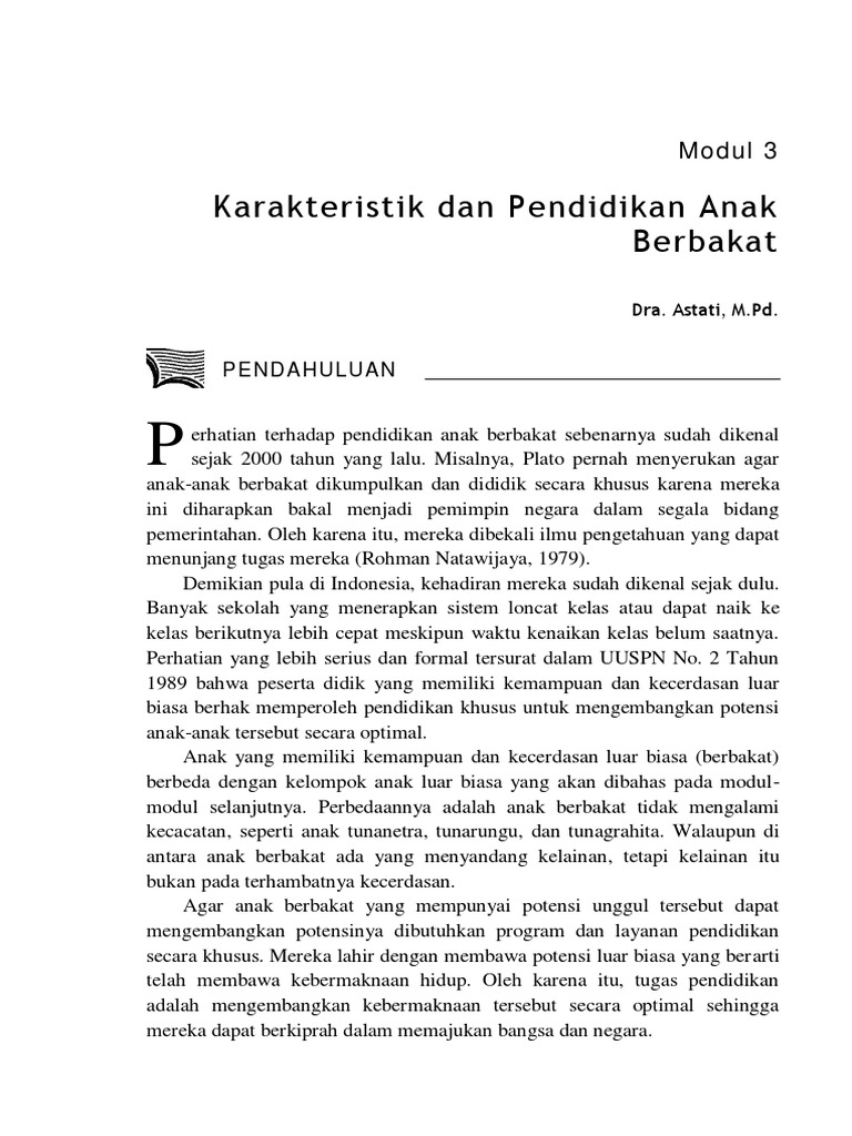 Karakteristik Pend. Berbakat | PDF | Kesehatan Holistik | Sains & Matematika