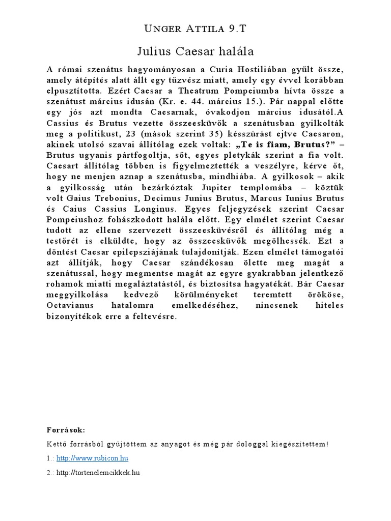 Julius Caesar Halála | PDF