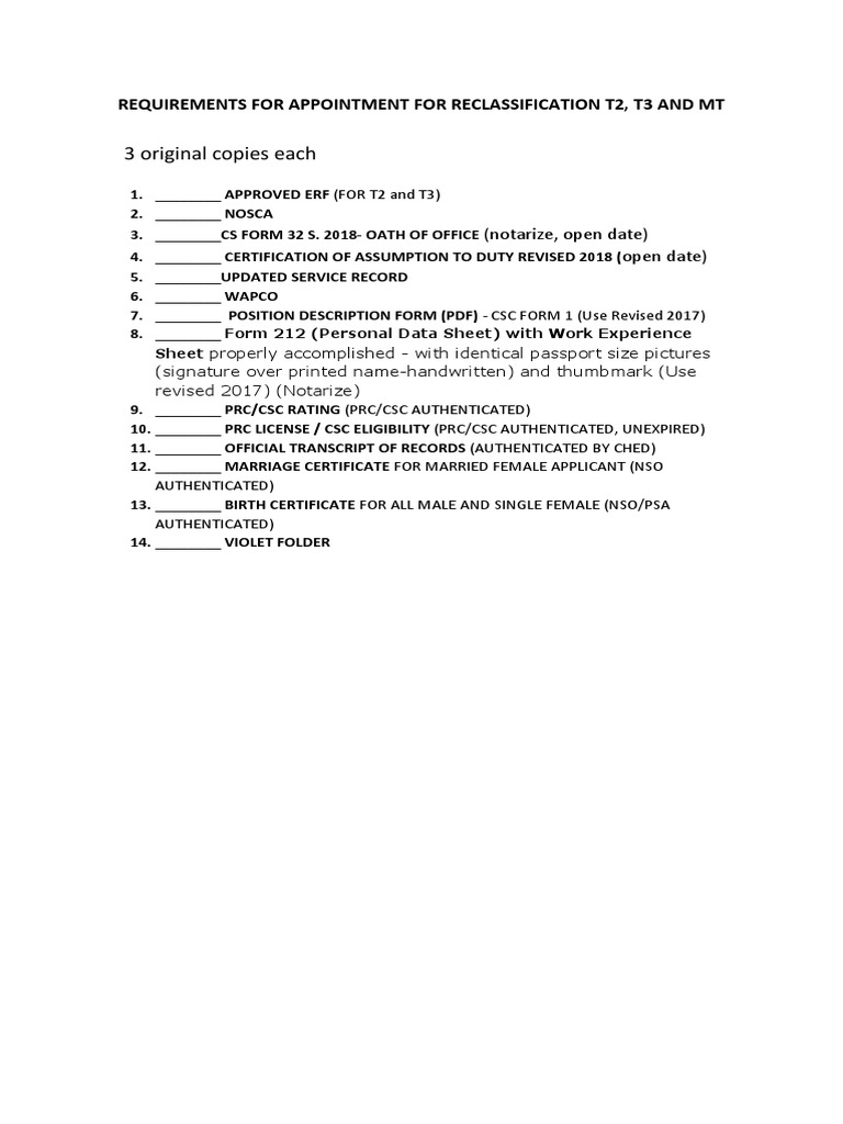 List of Requirements For T3 Reclassifications | PDF | Finance & Money ...