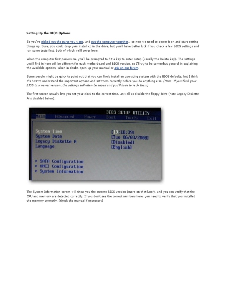 BIOS Setup Guide for New Computers | PDF | Bios | Booting