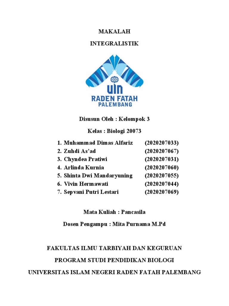 Makalah Integralistik Kelompok 3 | PDF | Sains & Matematika