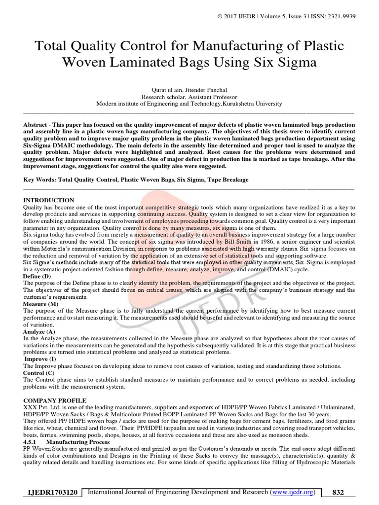 Total Quality Control For Manufacturing of Plastic Woven Laminated Bags ...