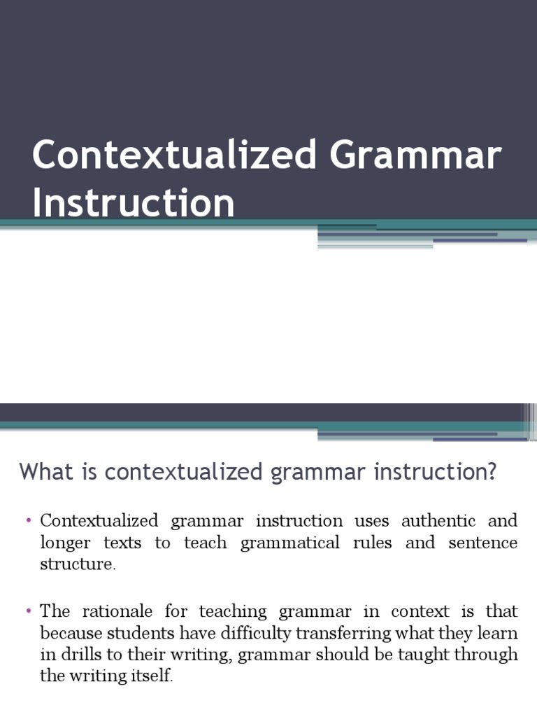 Contextualized Grammar | PDF | Subject (Grammar) | Sentence (Linguistics)