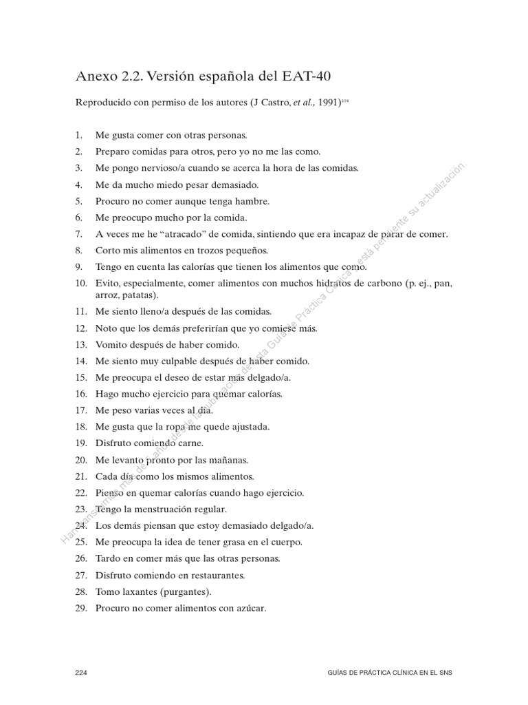Escalas y Cuestionarios de Evaluación de Los TCA | PDF | Especialidades Medicas | Comida y bebida