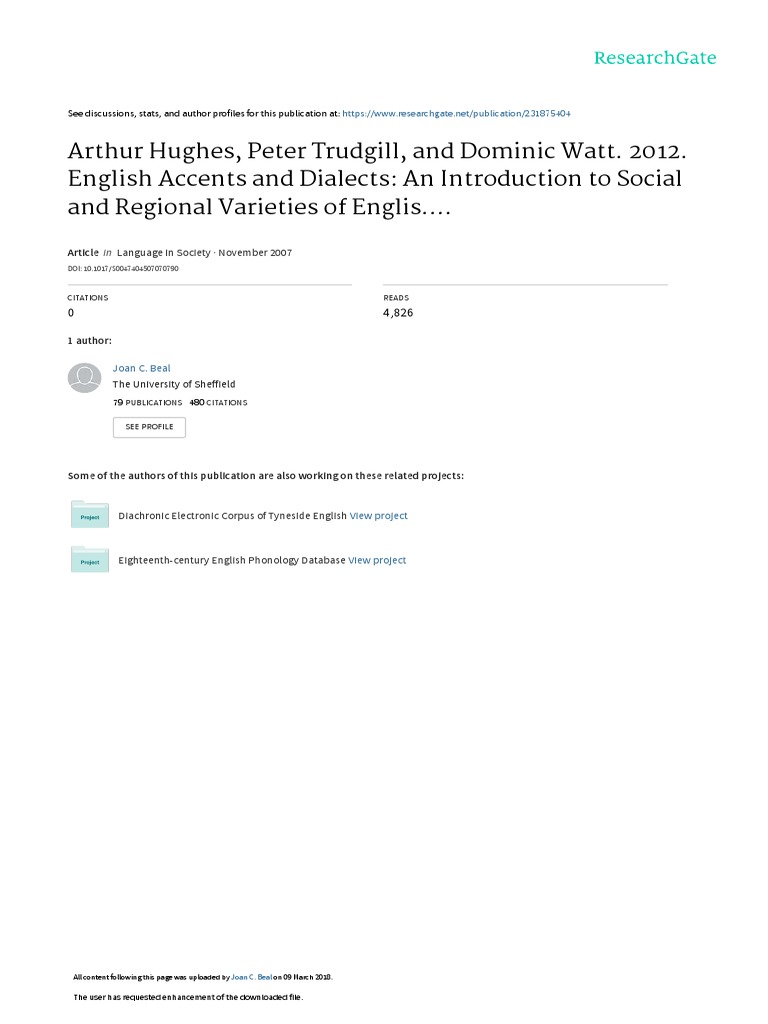 Arthur Hughes, Peter Trudgill, and Dominic Watt. 2012. English Accents and Dialects: An ...