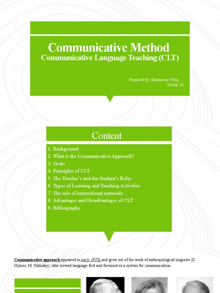 Communicative Method: Communicative Language Teaching (CLT) | PDF ...
