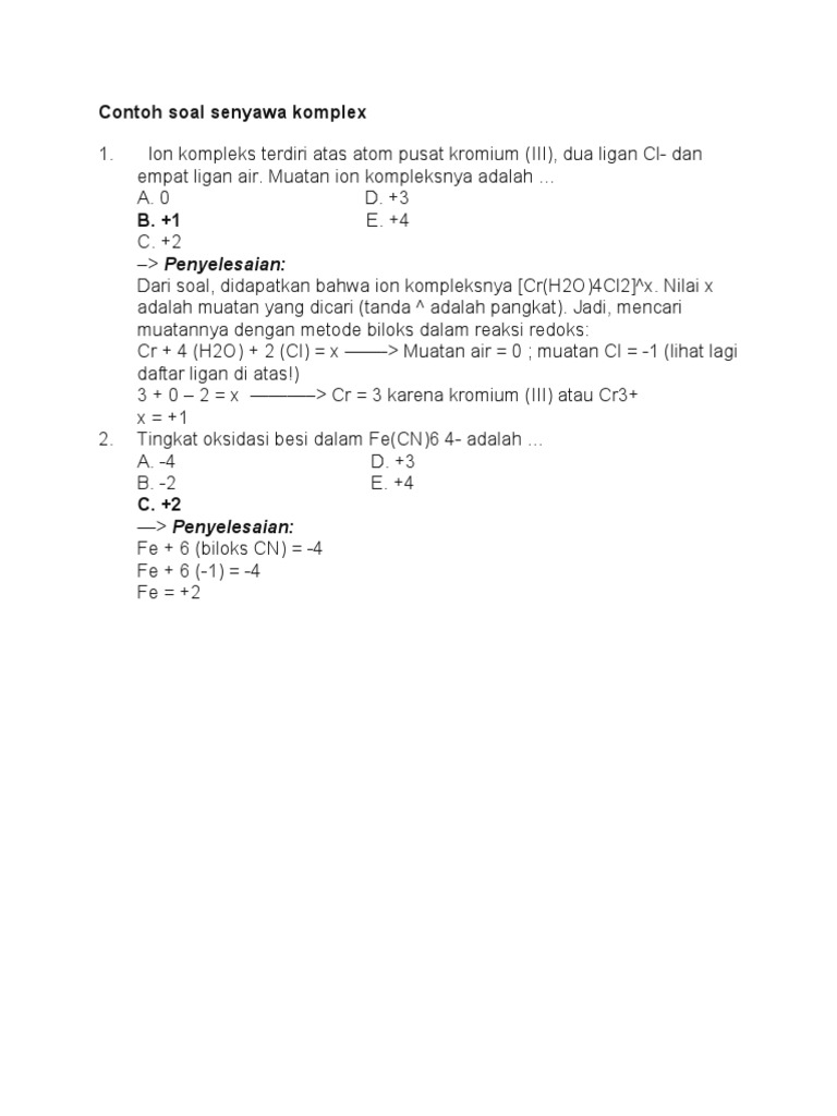 Contoh Soal Senyawa Komplex | PDF