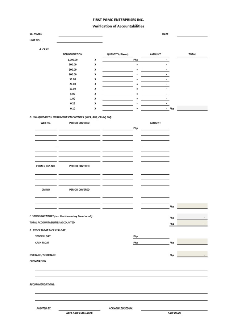 First PGMC Enterprises Inc. Verification of Accountabilities | PDF ...