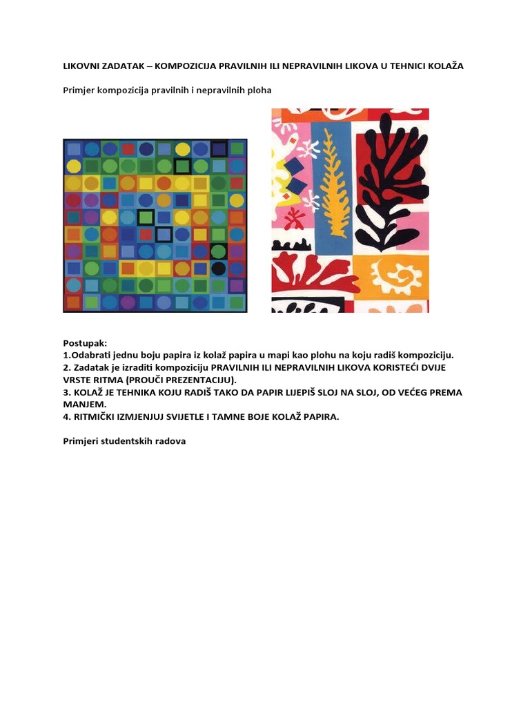 Likovni Zadatak - Kompozicija Pravilnih Ili Nepravilnih Likova U ...
