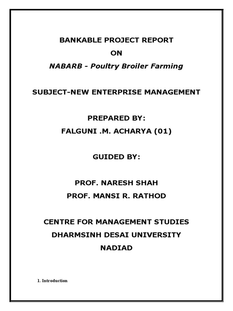 Bankable Project Report ON: NABARB - Poultry Broiler Farming | PDF ...