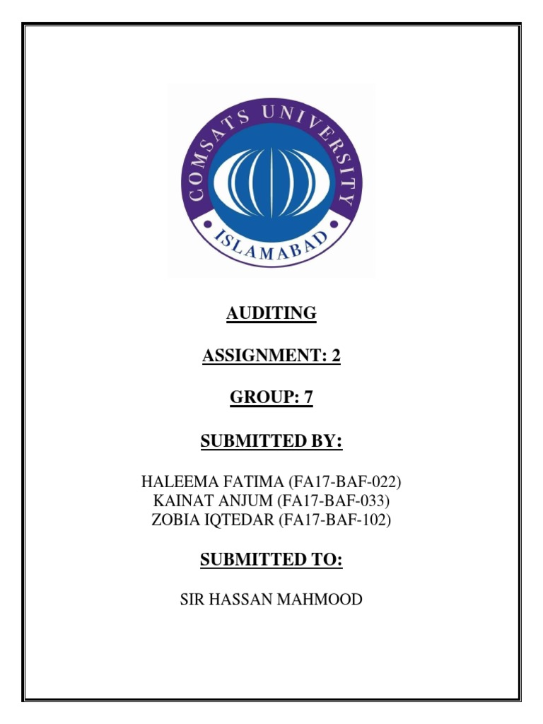 Auditing Assignment 2 PDF | PDF | Internal Audit | Audit