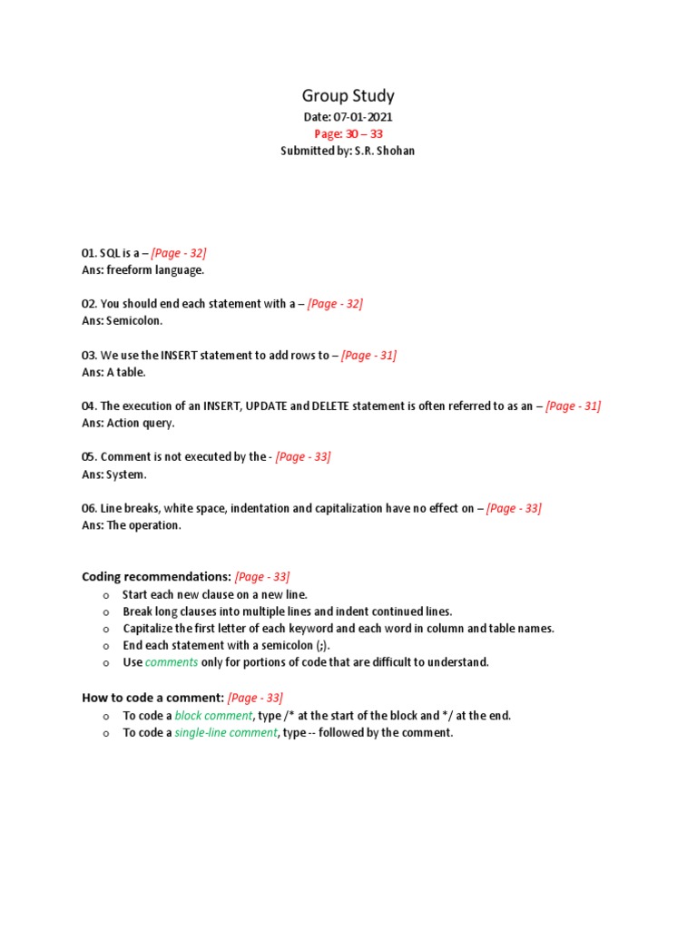 SQL Coding Best Practices Guide | PDF