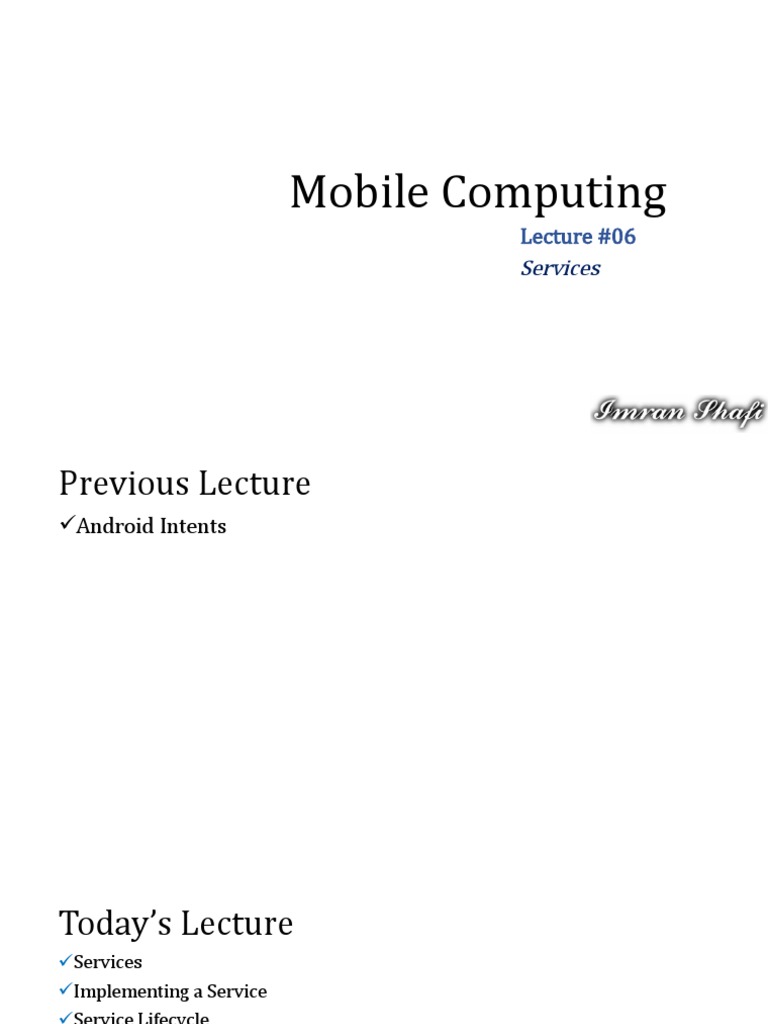 Lecture 06, Services | PDF | Callback (Computer Programming) | Application Software