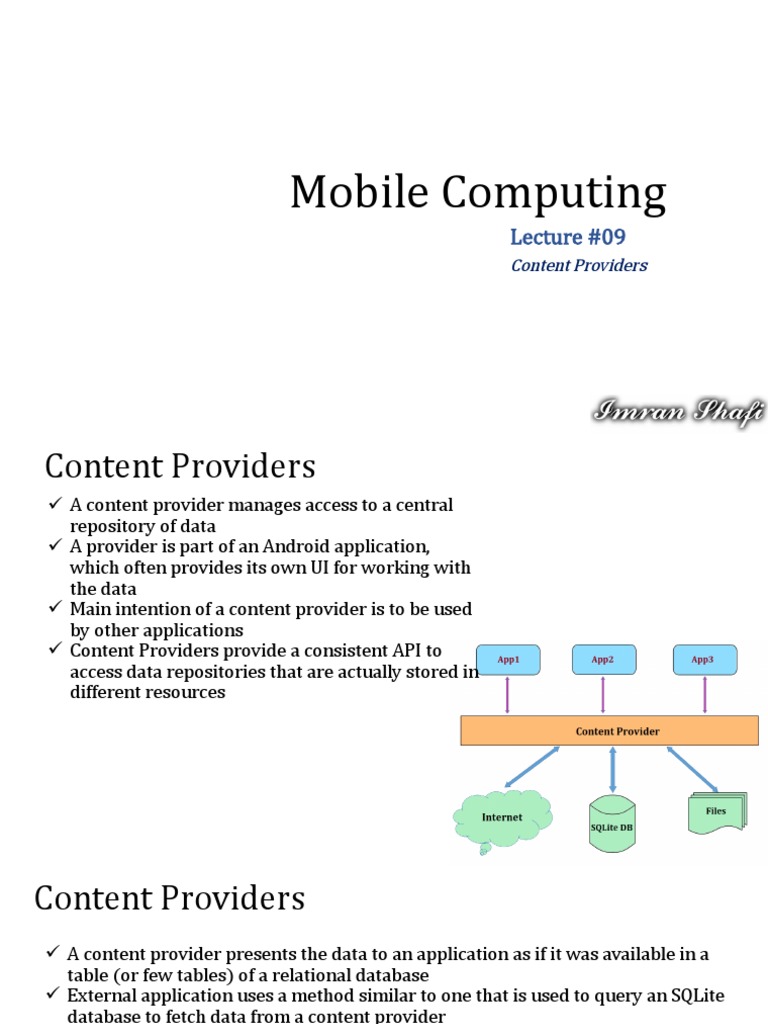 Mobile Content Providers | PDF | Method (Computer Programming) | Databases