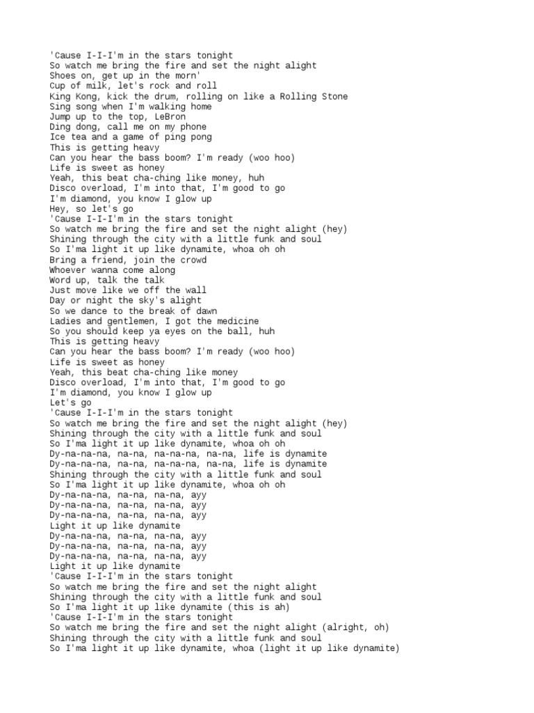 "Dynamite Lyrics Overview" | PDF