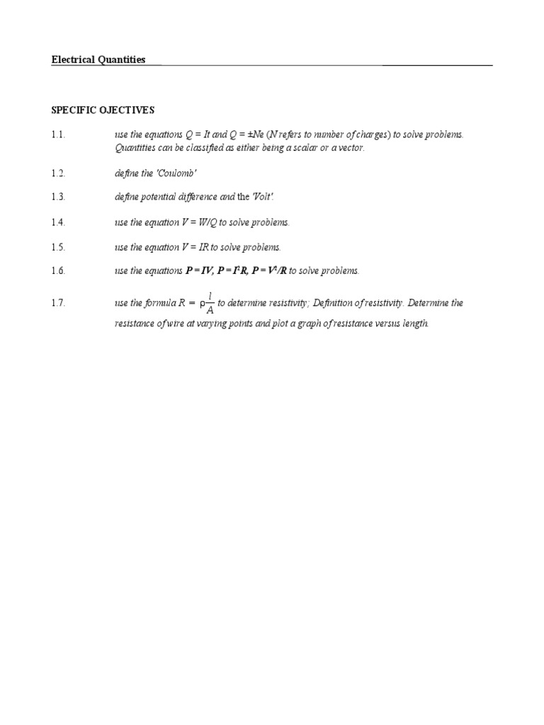Understanding Electrical Quantities and Concepts | PDF | Electrical ...