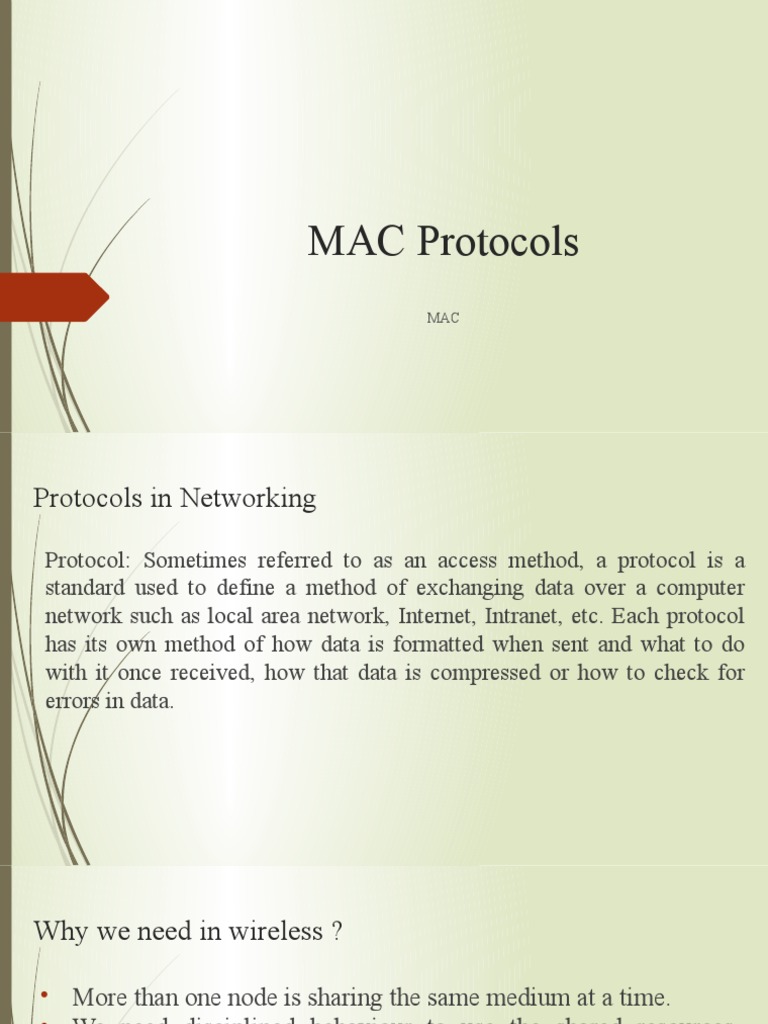 MAC Protocols | PDF | Computer Network | Computer Science