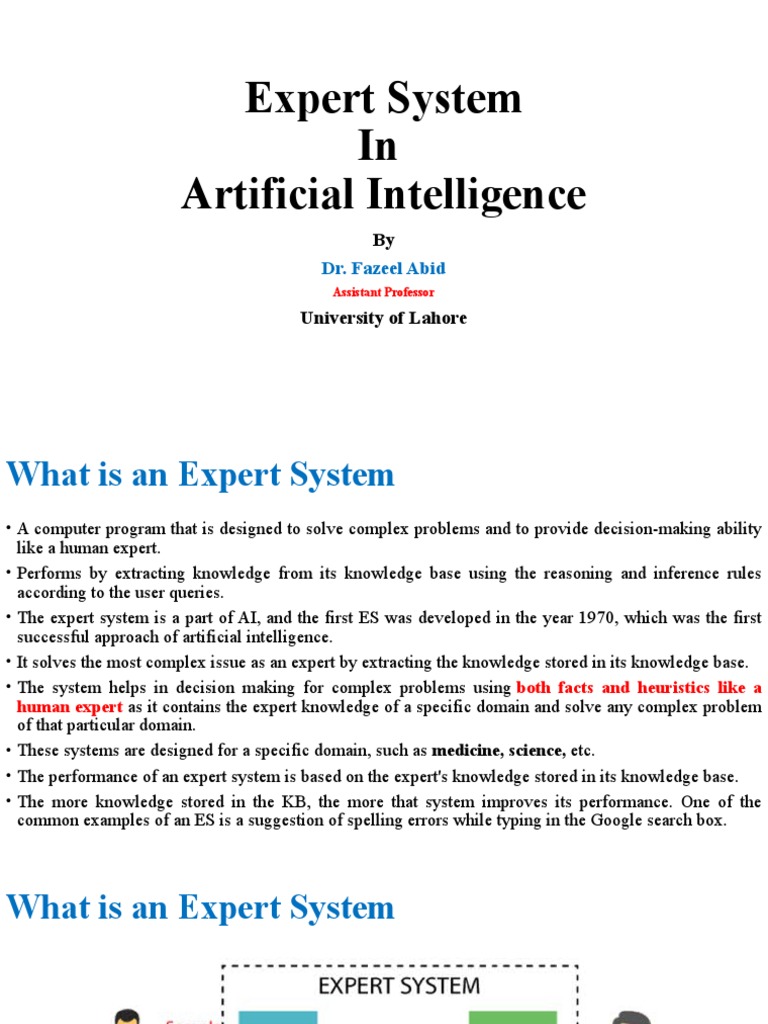 Expert System in Artificial Intelligence: Dr. Fazeel Abid | PDF ...