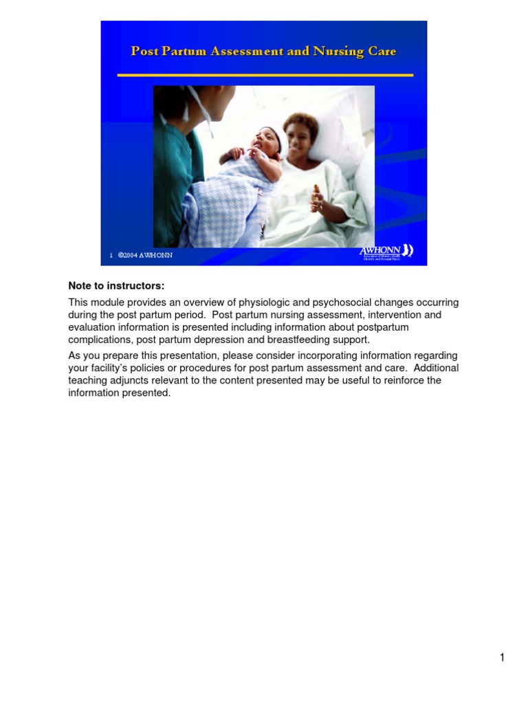 Post Partum Assessment and Nursing Care | PDF
