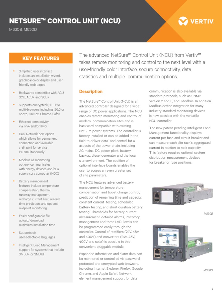 Netsure™ Control Unit (Ncu) : Key Features | PDF | Computer Network ...