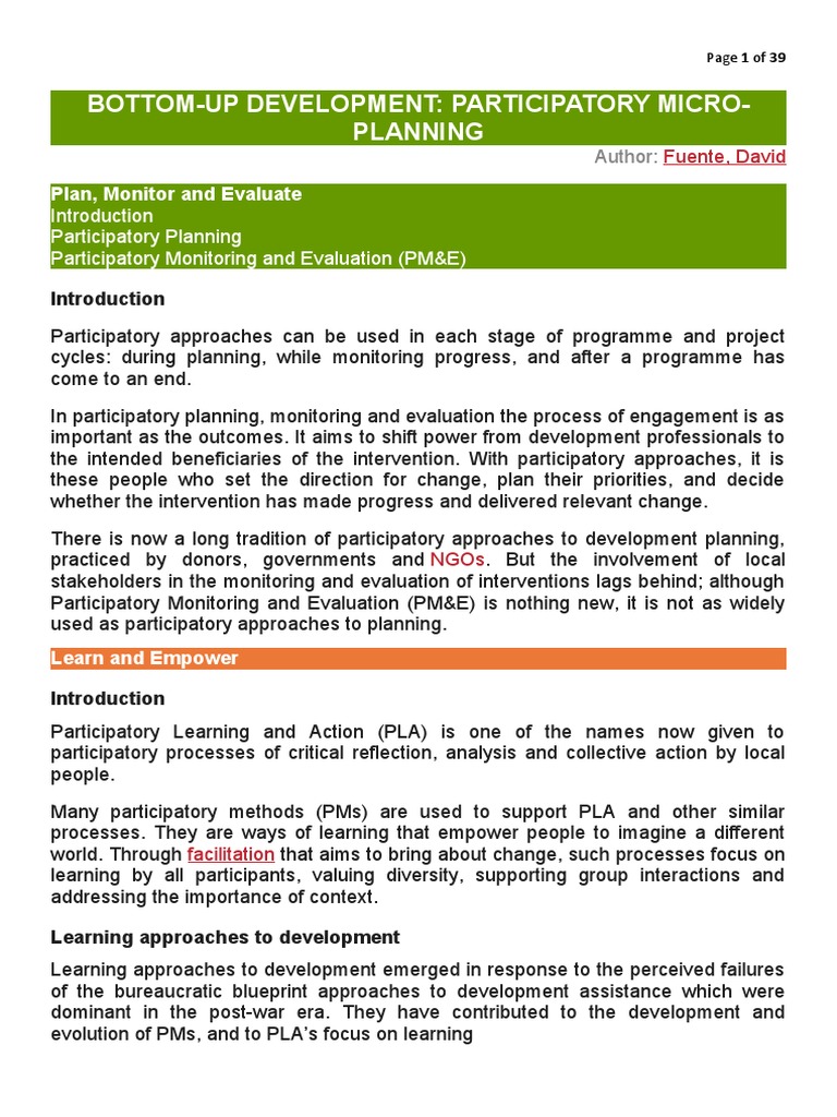 Participatory Micro-Planning | PDF | Empowerment | Aids