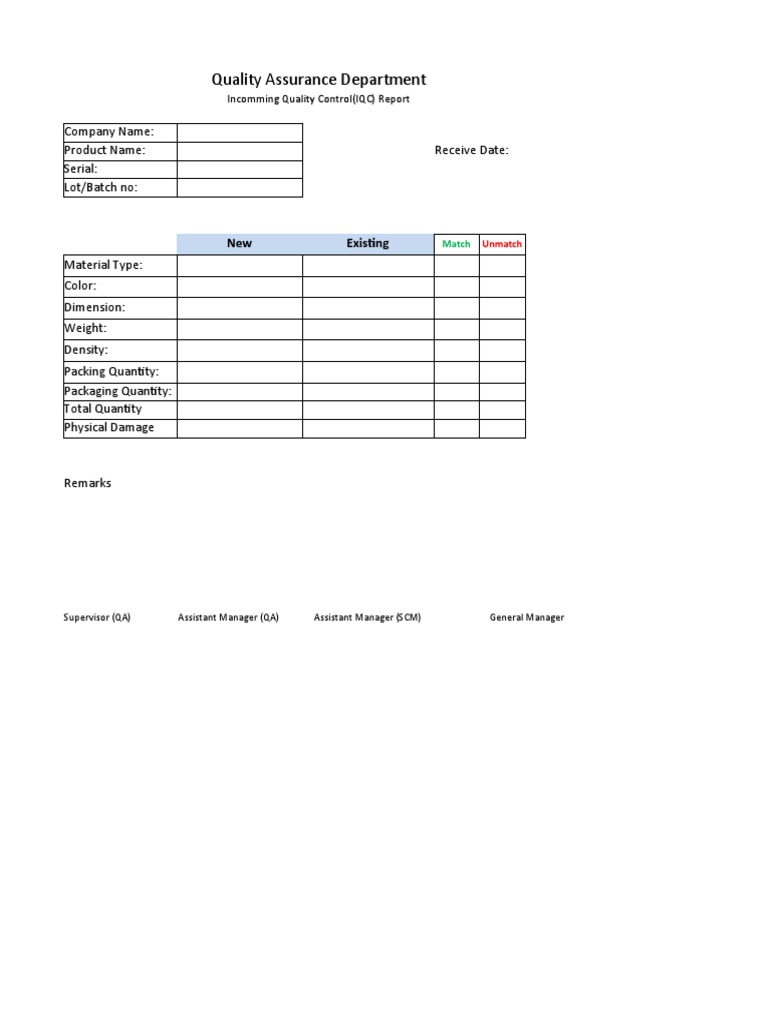 Incoming Quality Control Process | PDF
