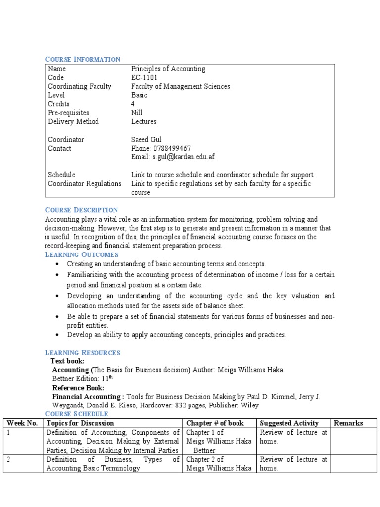 Principles of Accounting | PDF | Financial Accounting | Test (Assessment)