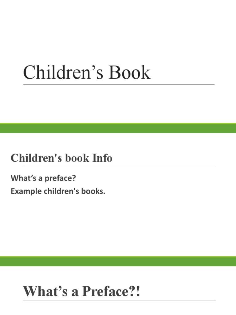 Childrens Book Preface and Examples | PDF | Books