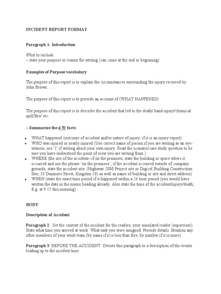 Incident Report in Memo Format | PDF | First Aid | Injury