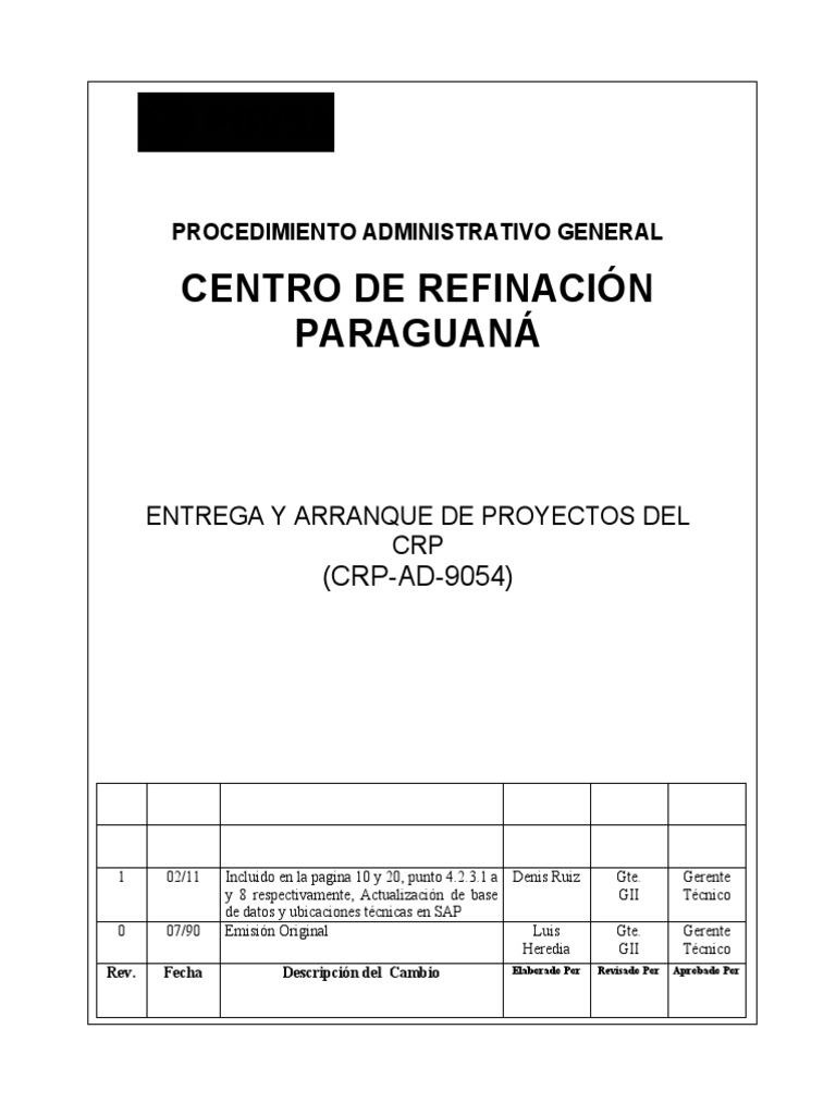 Procedimiento Entrega y Arranque de Proyectos | Descargar gratis PDF ...
