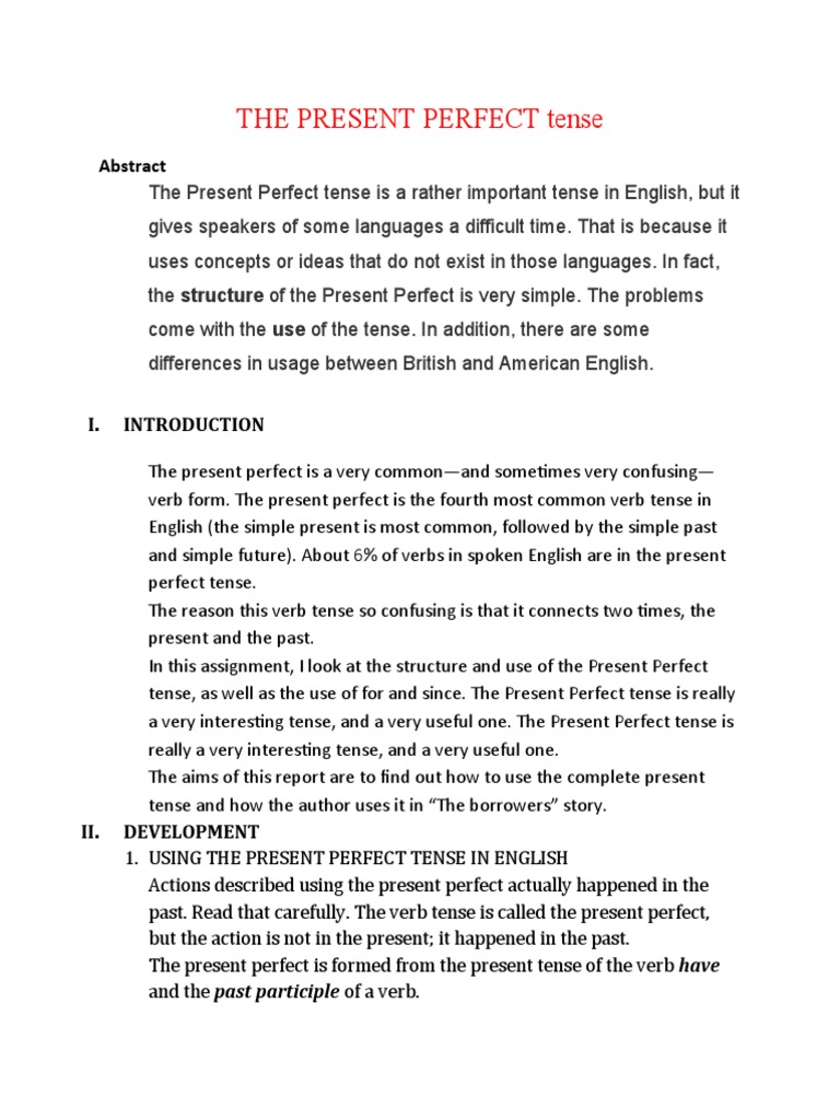 THE PRESENT PERFECT Tense | PDF | Grammatical Tense | Perfect (Grammar)