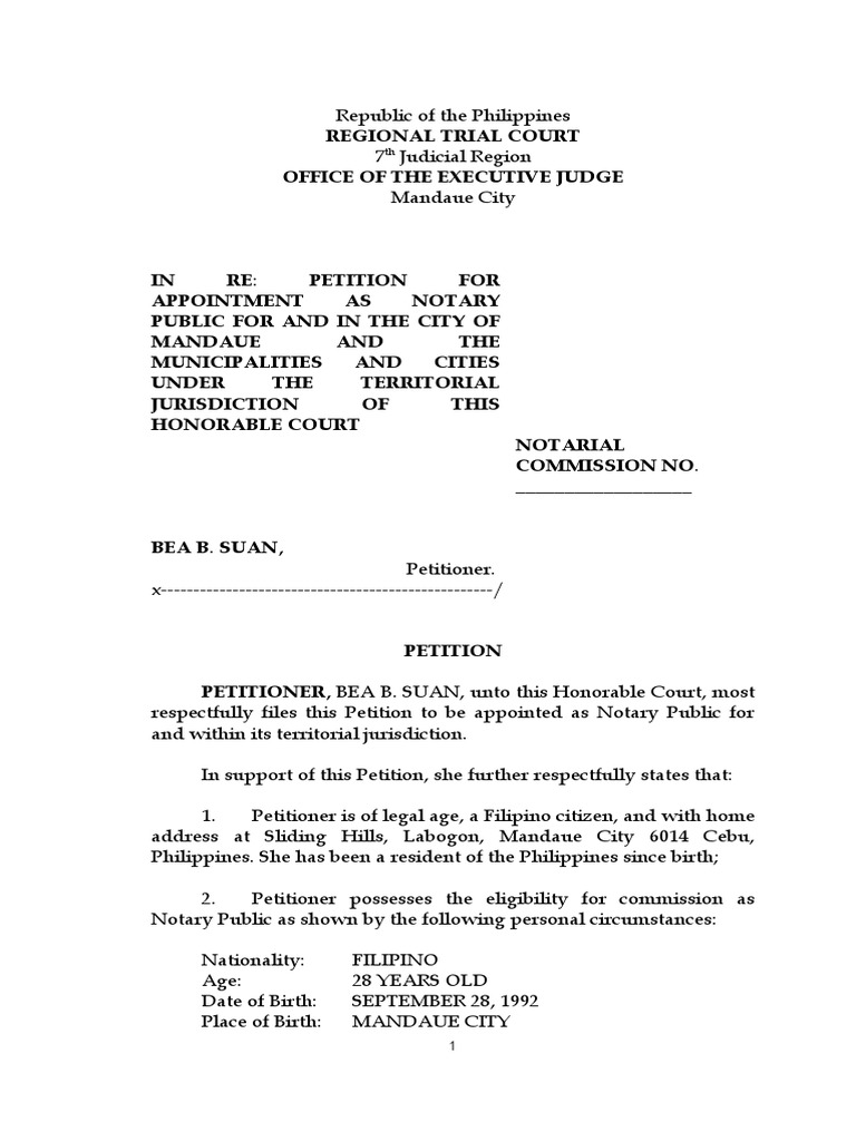 Petition-for-Notarial-Commision-BBS Sample | PDF | Notary Public | Law ...