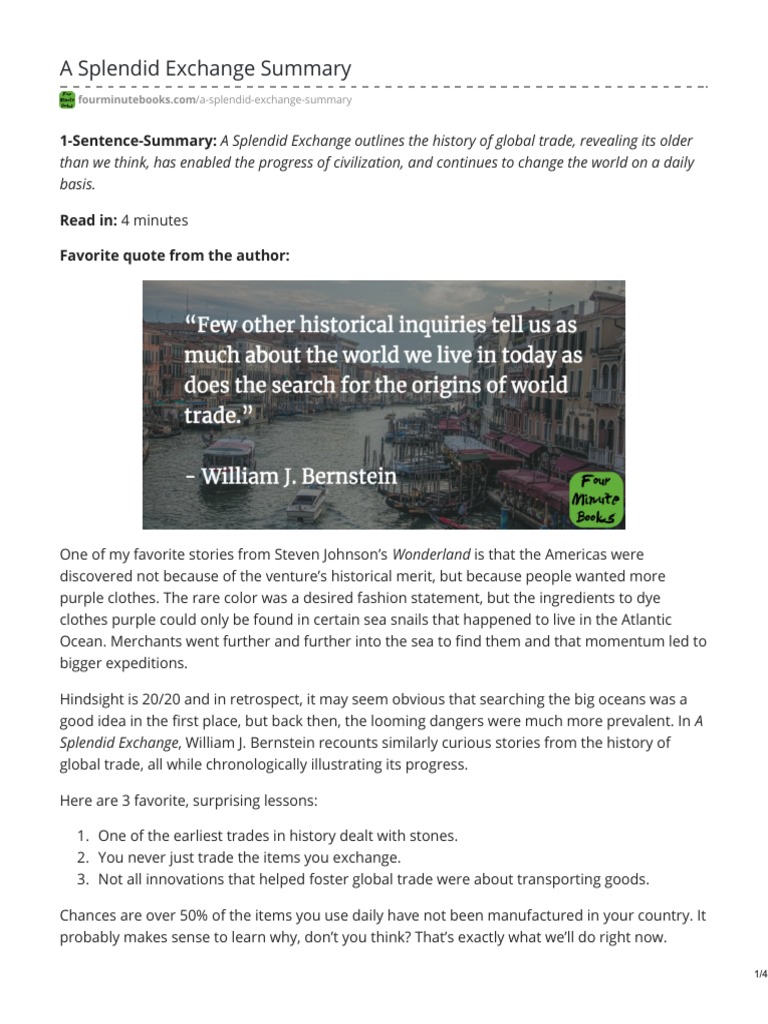 A Splendid Exchange Summary | PDF | Spice | Trade