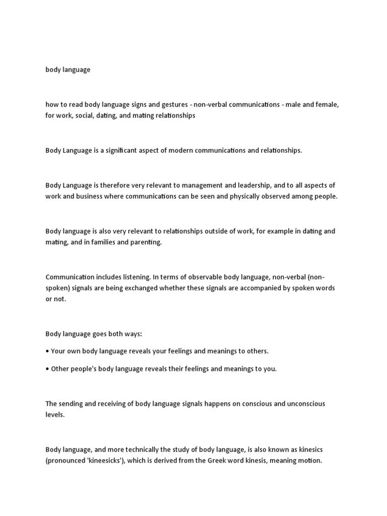 Body Language | PDF | Body Language | Nonverbal Communication