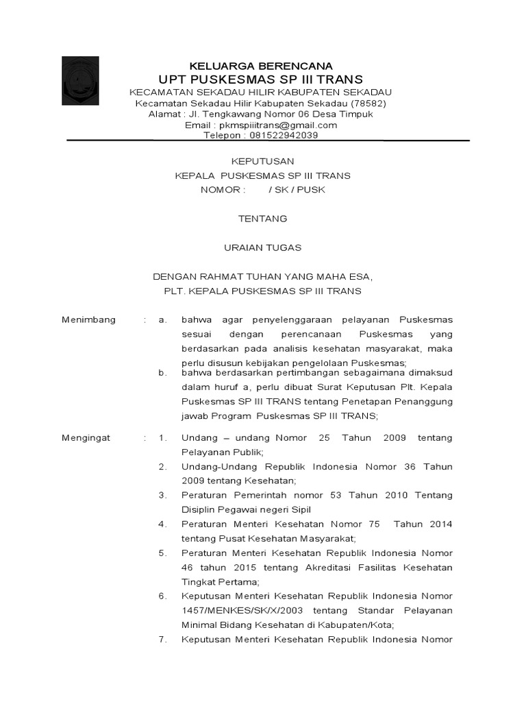 SK Uraian Tugas | PDF