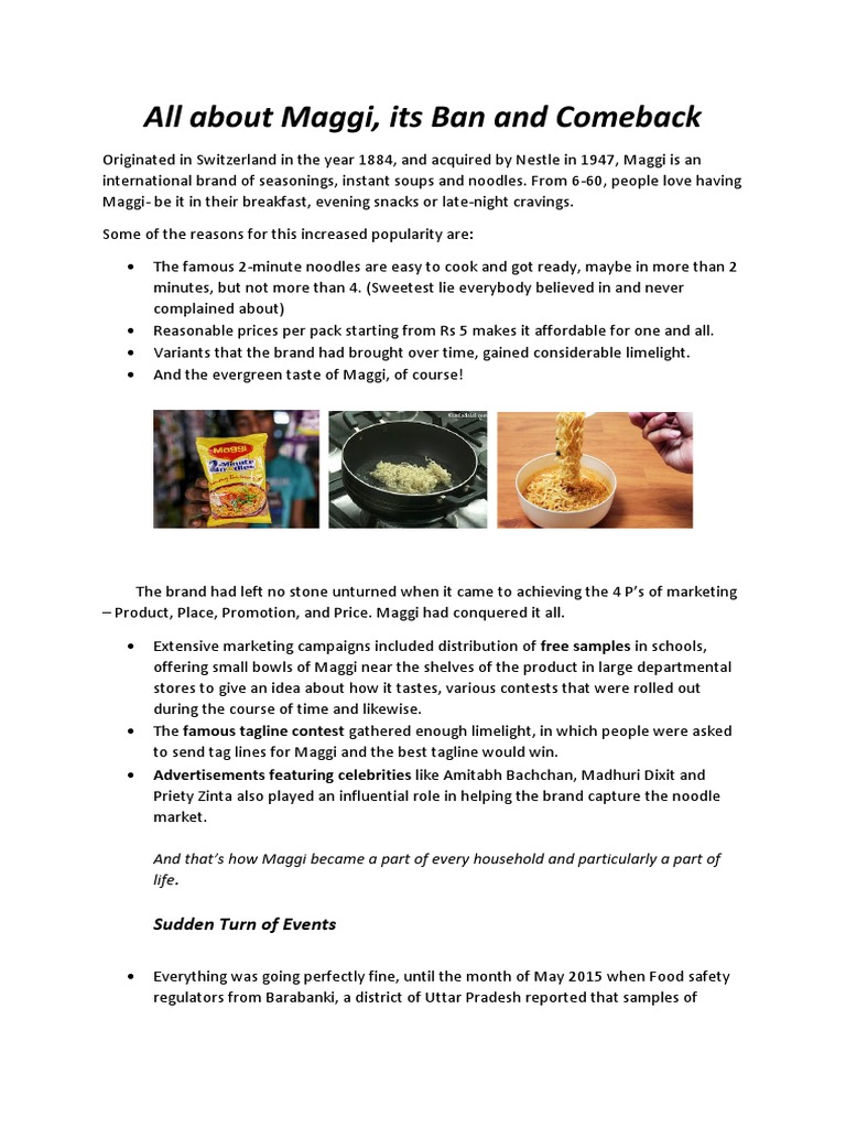 Maggi Ban and Comeback | PDF | Foods | Business