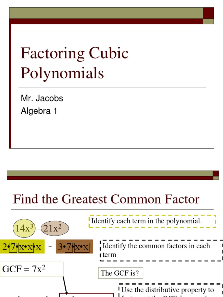 Factoring Cubic Polynomials: Mr. Jacobs Algebra 1 | PDF | Teaching ...
