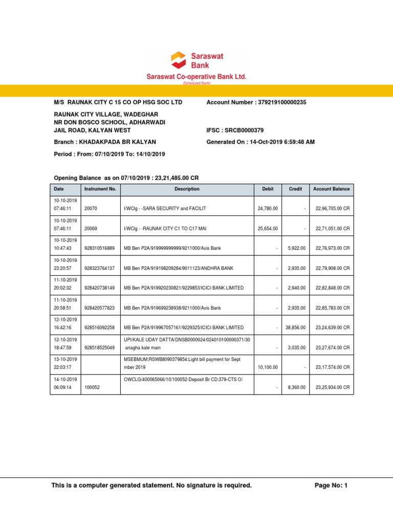 This Is A Computer Generated Statement. No Signature Is Required. Page ...