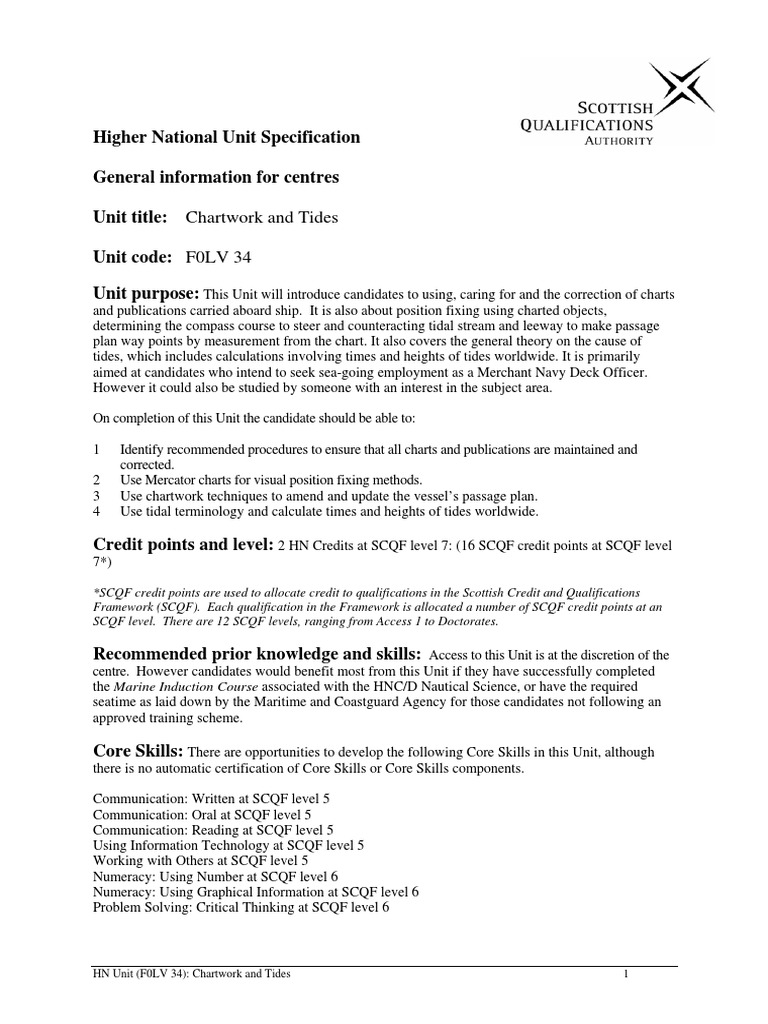 DF0LV34 - Chartwork and Tides | PDF | Navigation | Tide